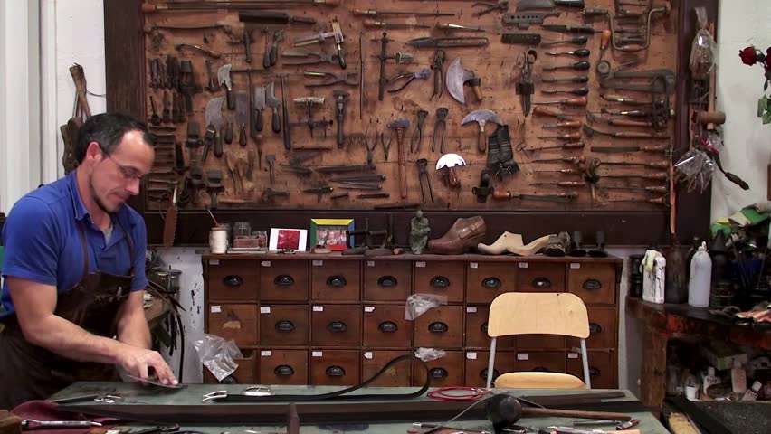 Stock Video Clip of BARCELONA - APRIL 27: Craftsman work in the ...