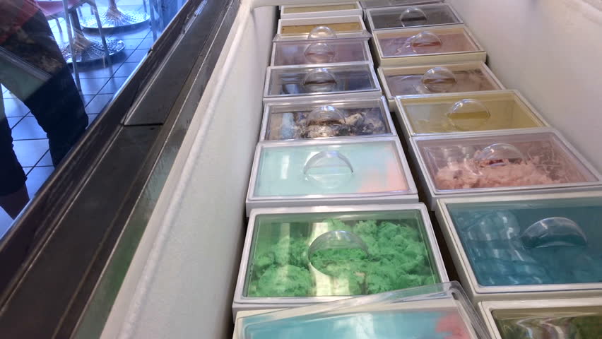 Ice Cream Containers at Shop Stock Footage Video (100% Royalty-free ...