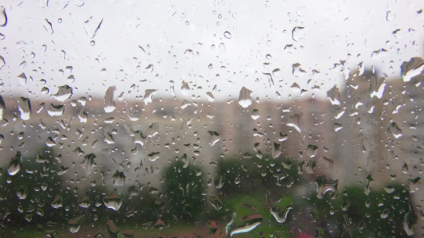 Raindrops On The Window Glass. Shot In 4K (ultra-high Definition (UHD ...