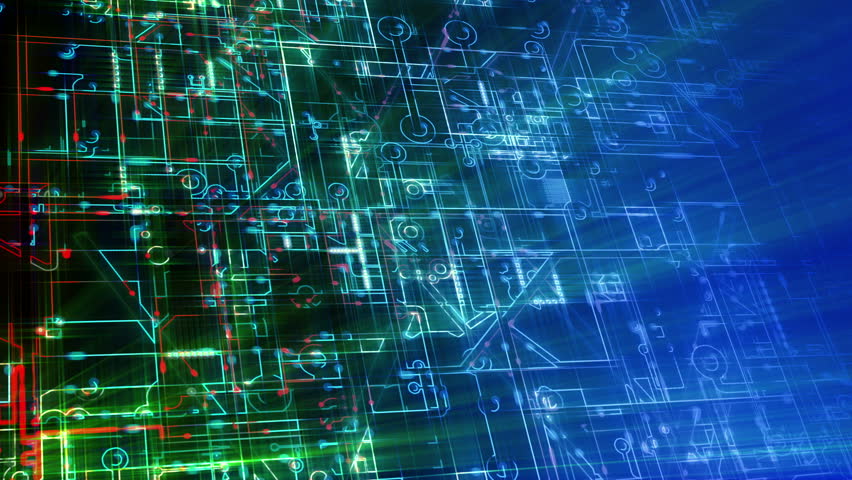 Abstract Electronic Circuits Loop. Technology Background Animation ...