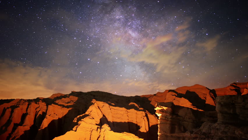 Milky Way Galaxy 84 L Timelapse Mojave Desert Red Rock Canyon Stock ...