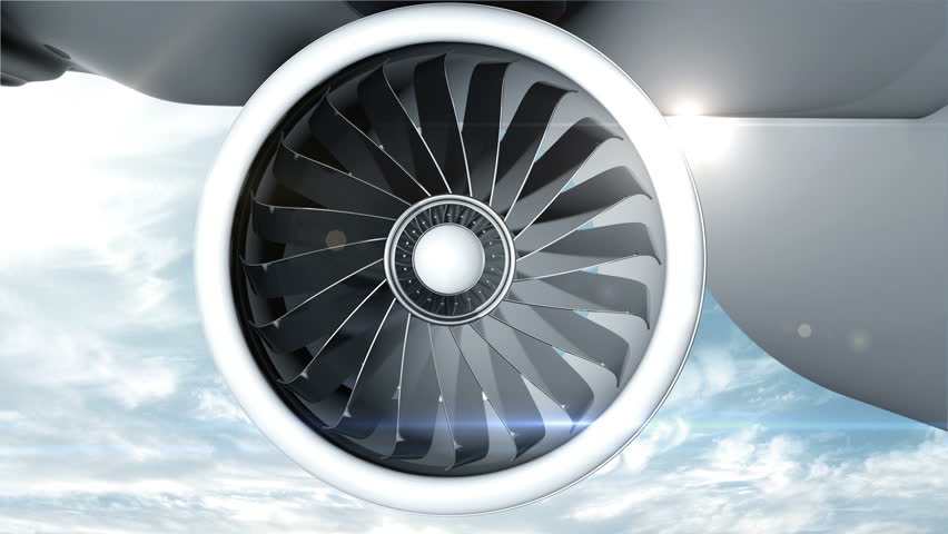 Stock Video Clip of Animation with close up of airplane engine ...