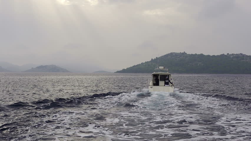 People Are Against Storm Wind. Strong Wind Blows People Off Sea.Storm ...