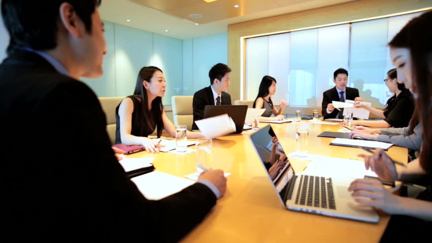 Asian Chinese Male Female Business Executives Consultants Asia City ...