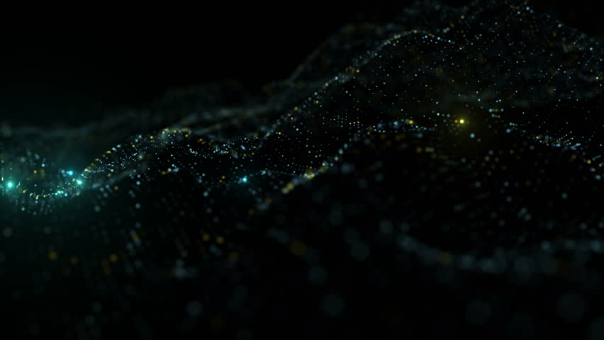 Abstract Background 3d Render. Chaotic Particles With Random Size. Twisted Massive Of Particles ...