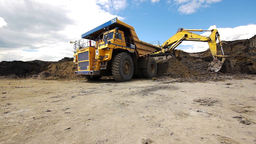 Off-road Dump Truck In The Open Pit Mine Stock Footage Video 835594 ...