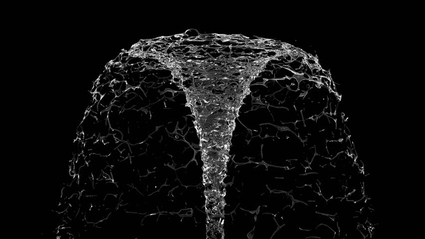 4k Slow Motion 3d Vortex Water Splash On Black Background With Alpha ...