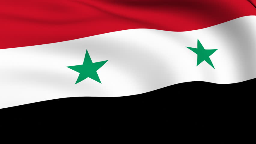 Waving Flag Of Syria With Two Green Stars Representing Syria And Egypt ...