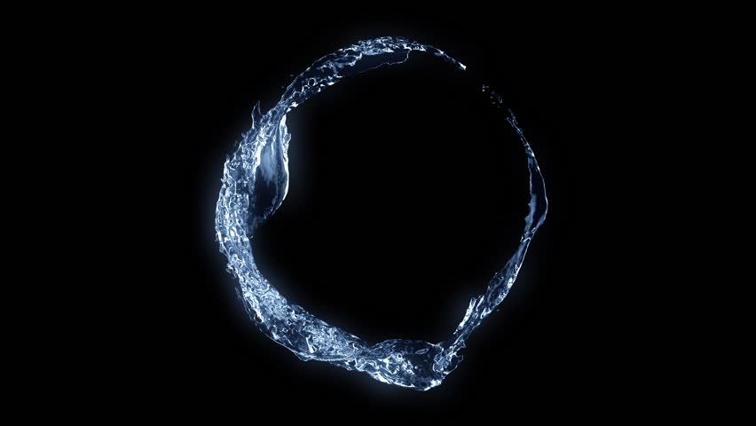 Water Circle Looping On Black (seamless Loop, Alpha Matte, Full Hd, Cg ...