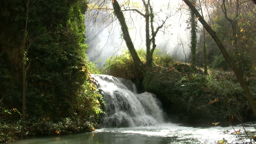 Beautiful Forest Waterfall in Autumn Stock Footage Video (100% Royalty ...
