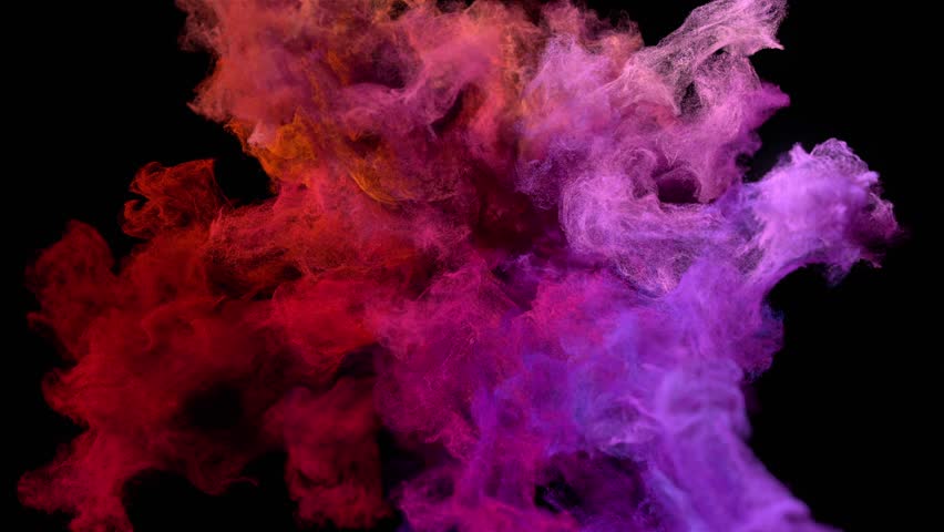 Colored Smoke Radial Explosion On White (slow Motion, With Alpha Matte ...
