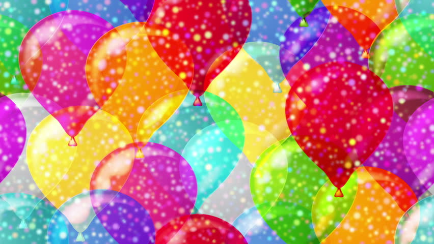 Party Animation With Balloons, Streamers And Confetti. A Present Is ...