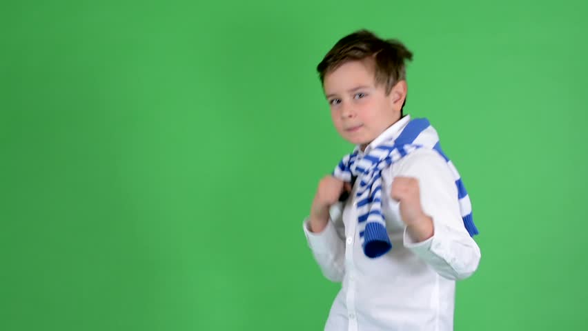 Young Handsome Child Boy Walks - Green Screen - Studio Stock Footage ...