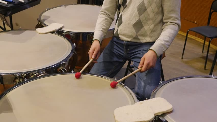 Musician Playing the Timpani Drum Stock Footage Video (100% Royalty ...