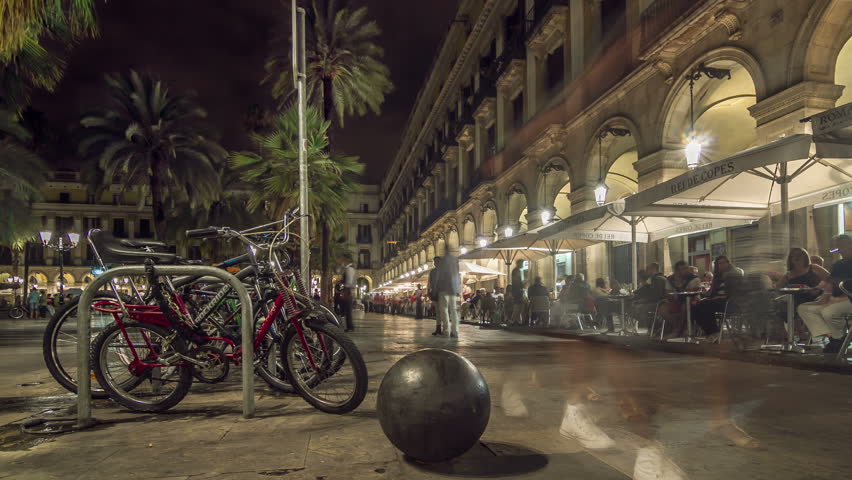 Placa Reial Night Timelapse (time Stock Footage Video (100% Royalty ...